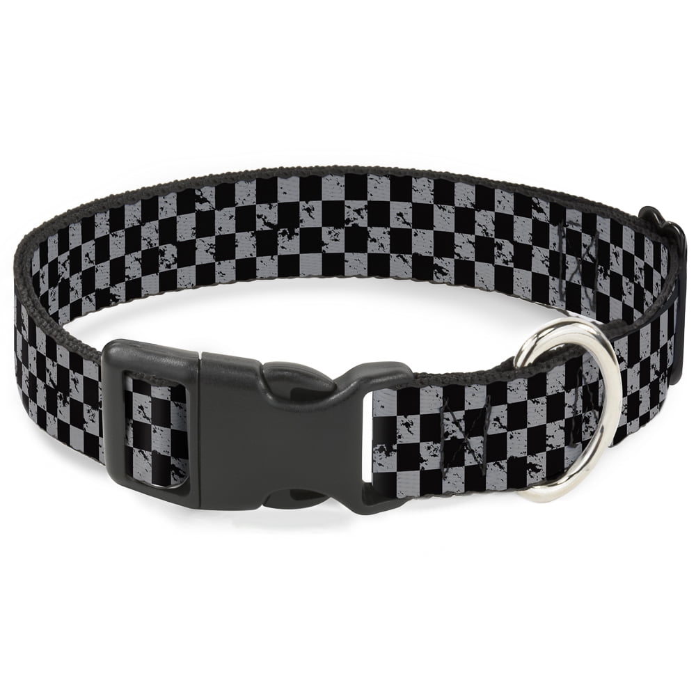 Buckle-Down Pet Collar, Dog Collar Plastic Buckle, Checker Weathered ...