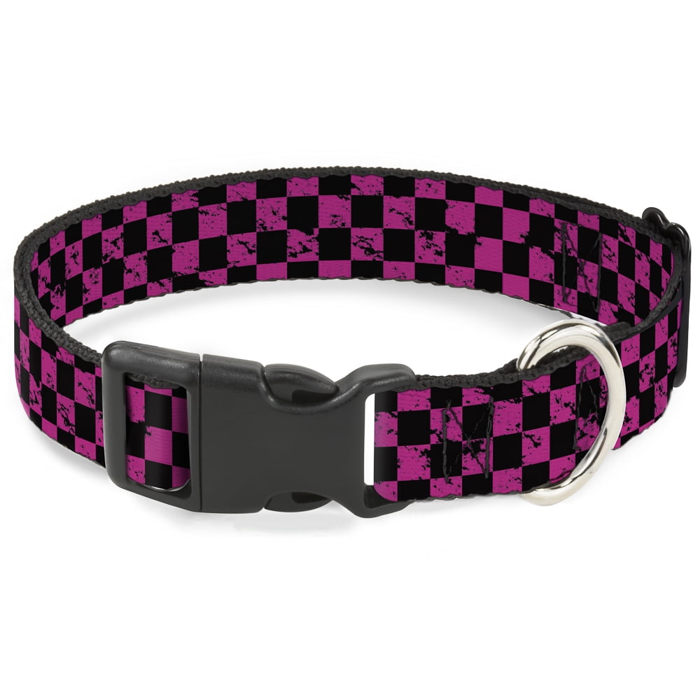 Buckle-Down Pet Collar, Dog Collar Plastic Buckle, Checker Weathered ...