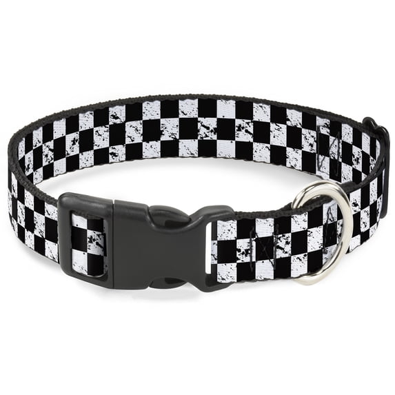 Buckle-Down Pet Collar, Dog Collar Plastic Buckle, Checker Weathered ...