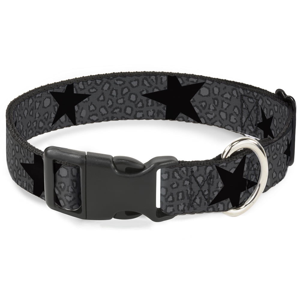 Buckle-Down Pet Collar, Dog Collar Plastic Buckle, Cheetah Stars Gray ...