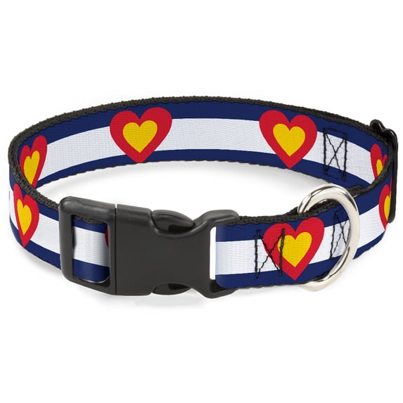 Buckle-Down Pet Collar, Dog Collar Plastic Buckle, Colorado Heart Blue ...