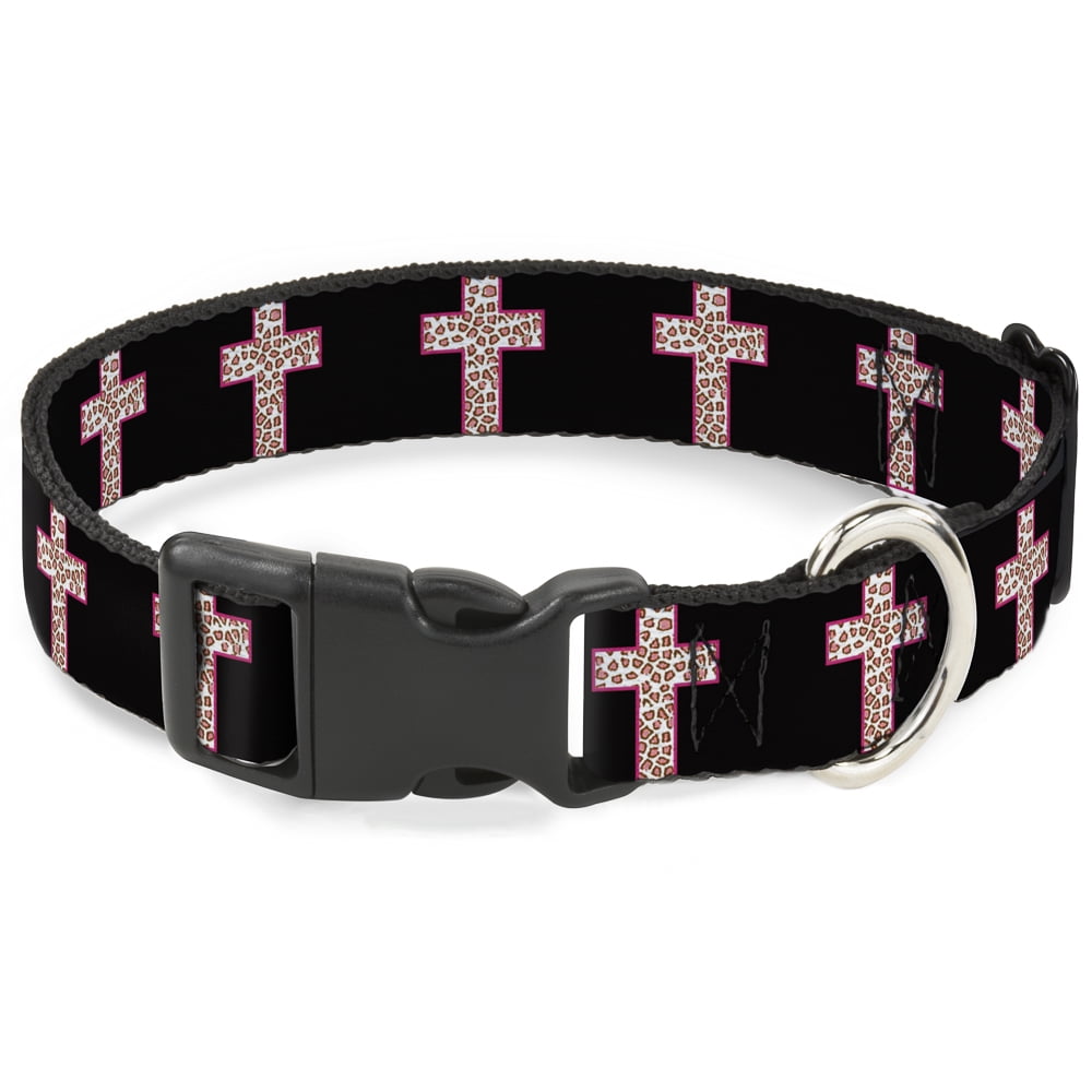 Buckle-Down Pet Collar, Dog Collar Plastic Buckle, Cross Repeat Black ...