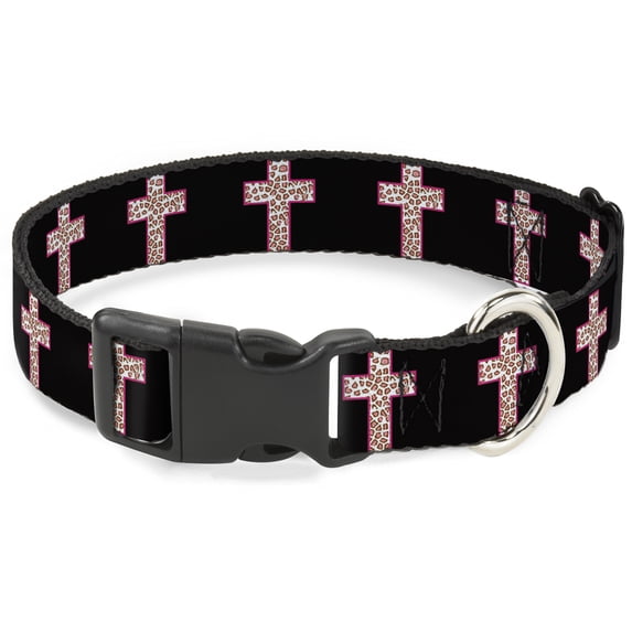 Buckle-Down Pet Collar, Dog Collar Plastic Buckle, Cross Repeat Black ...