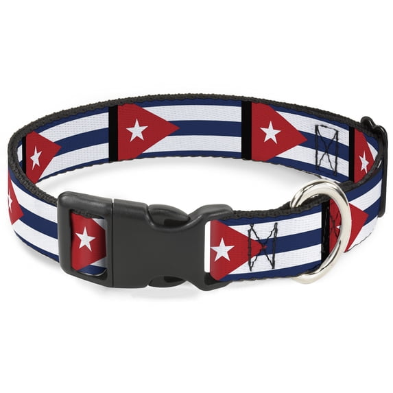 Buckle-Down Pet Collar, Dog Collar Plastic Buckle, Cuba Flags, 11 to 16 ...