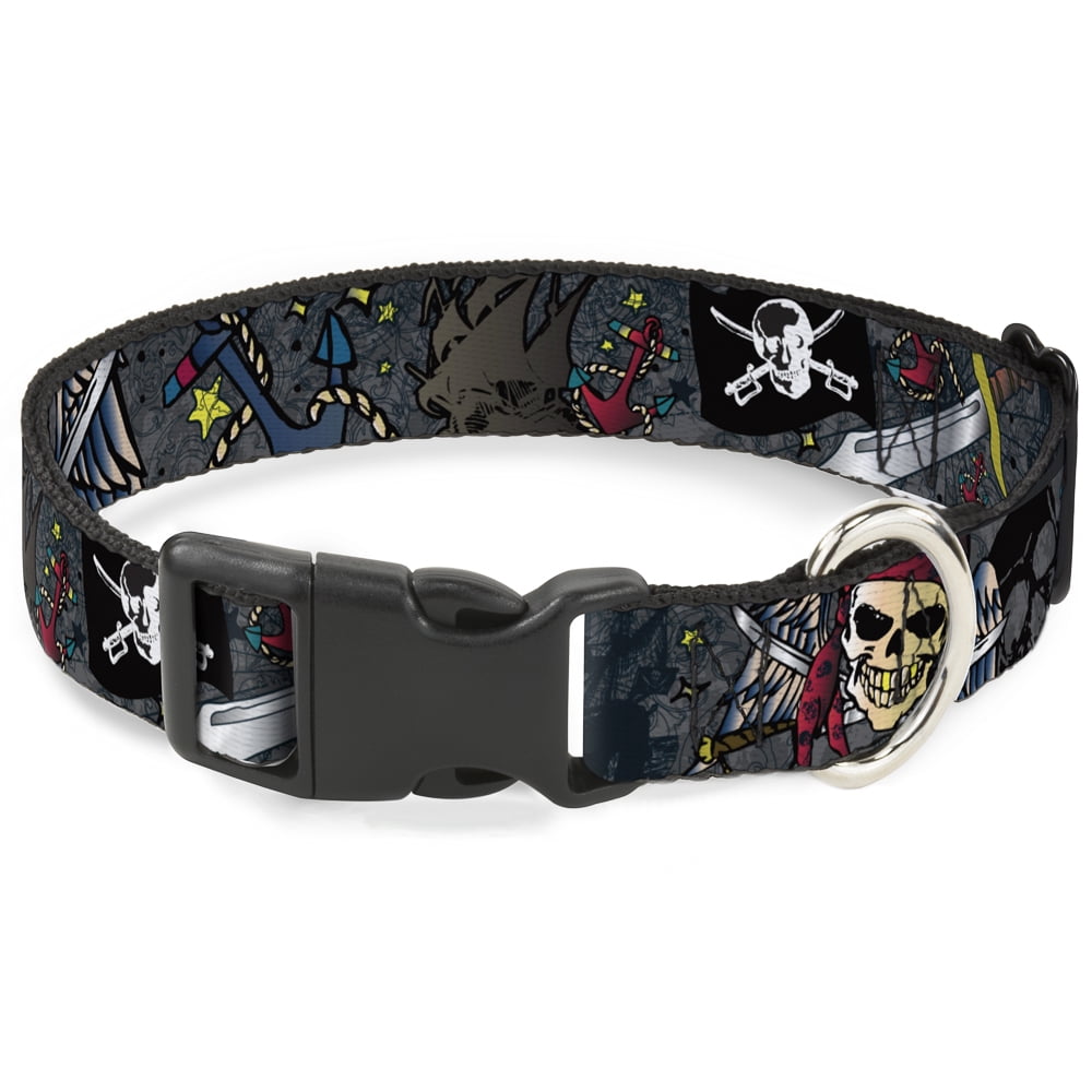 Buckle-Down Pet Collar, Dog Collar Plastic Buckle, Dead Men Tell No ...