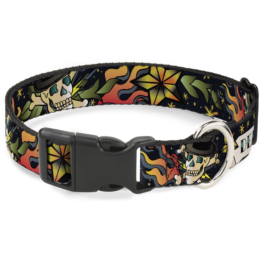 Buckle-Down Pet Collar, Dog Collar Plastic Buckle, Death Or Glory Black ...