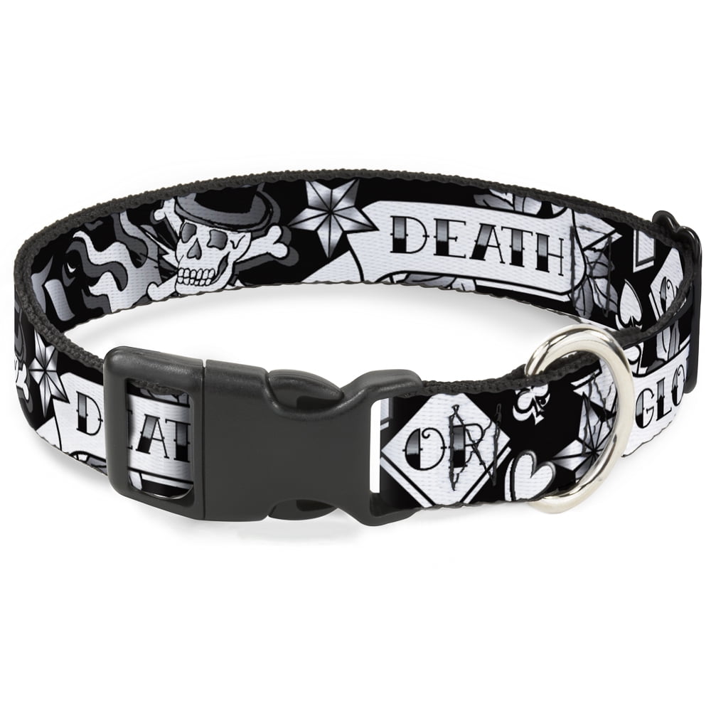 Buckle-Down Pet Collar, Dog Collar Plastic Buckle, Death or Glory Black ...