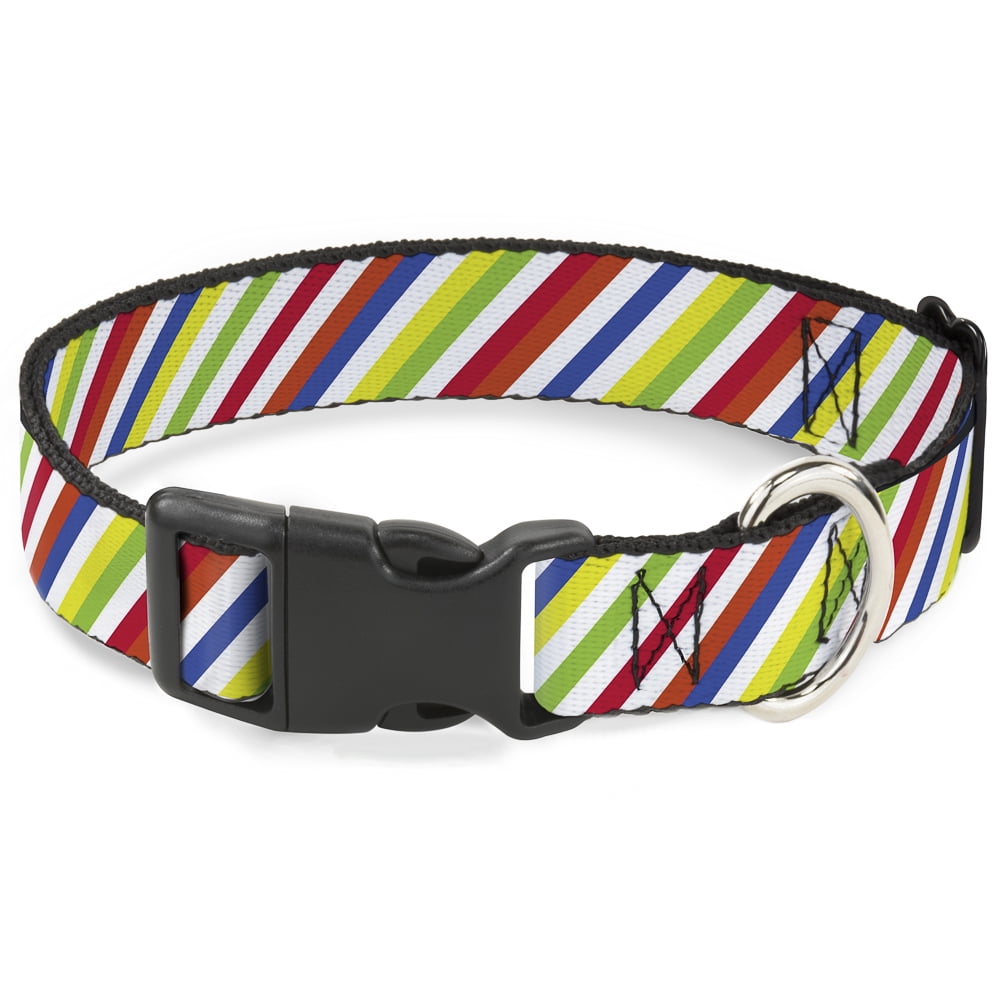 Buckle-Down Pet Collar, Dog Collar Plastic Buckle, Diagonal Stripes ...