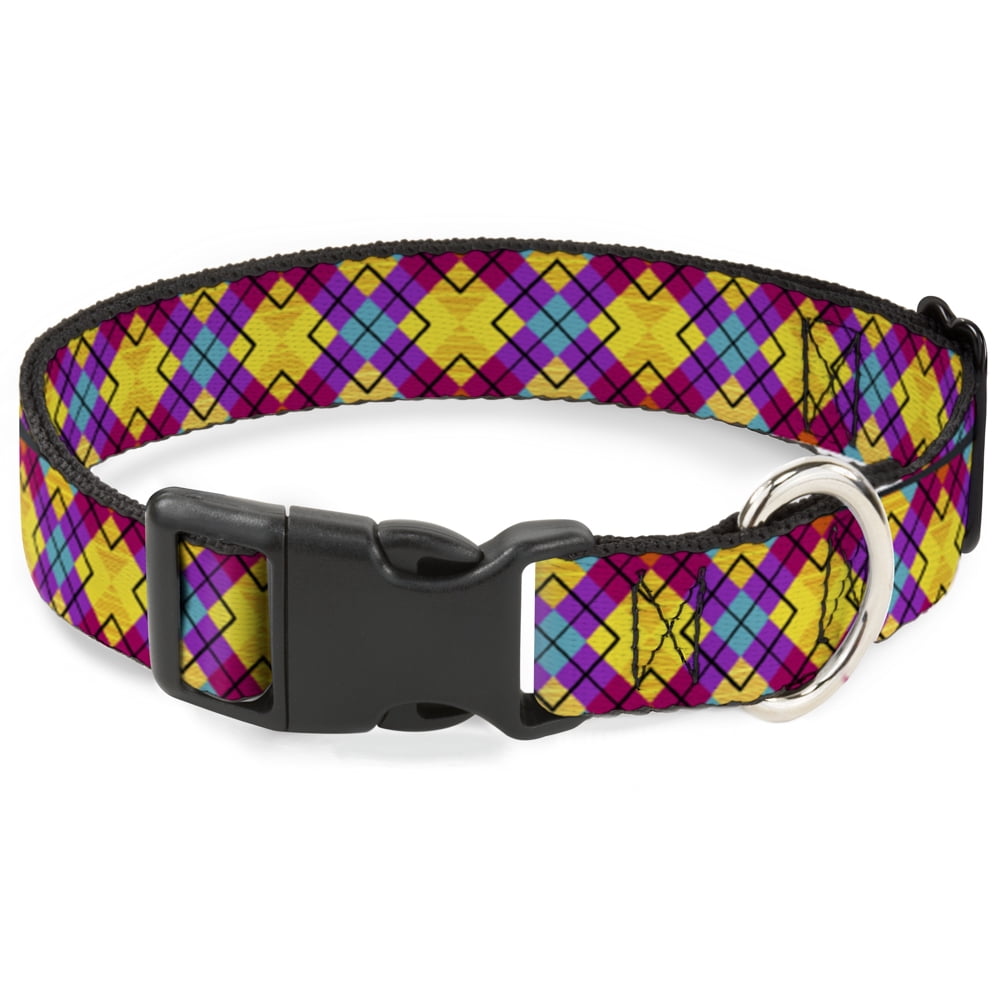 Buckle-Down Pet Collar, Dog Collar Plastic Buckle, Diamond Plaid Orange ...