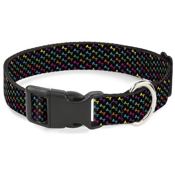 Buckle-Down Pet Collar, Dog Collar Plastic Buckle, Dog Bone Black Multi ...