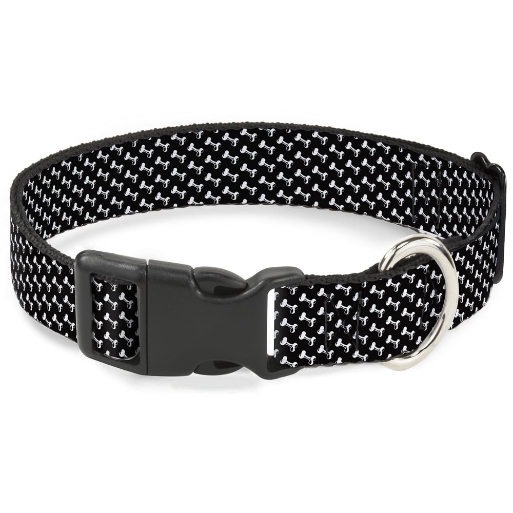 Buckle-Down Pet Collar, Dog Collar Plastic Buckle, Dog Bone Black White ...