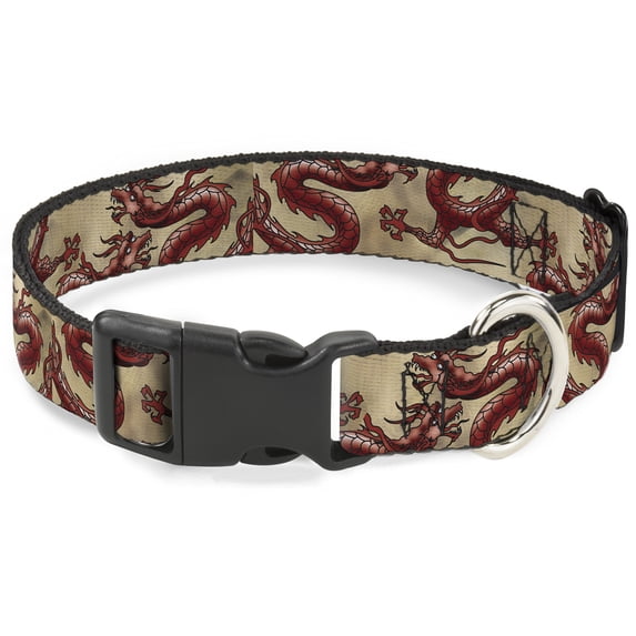 Buckle-Down Pet Collar, Dog Collar Plastic Buckle, Dragons Tan, 11 to ...