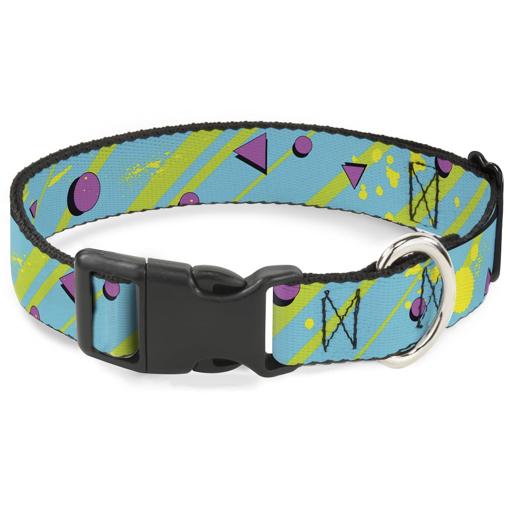Buckle-Down Pet Collar, Dog Collar Plastic Buckle, Eighties Party Blue ...