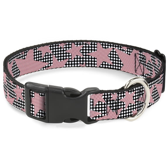 Buckle-Down Pet Collar, Dog Collar Plastic Buckle, Eighties Stars Black ...