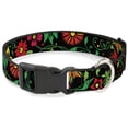 Buckle-Down Pet Collar, Dog Collar Plastic Buckle, Floral Collage Black ...