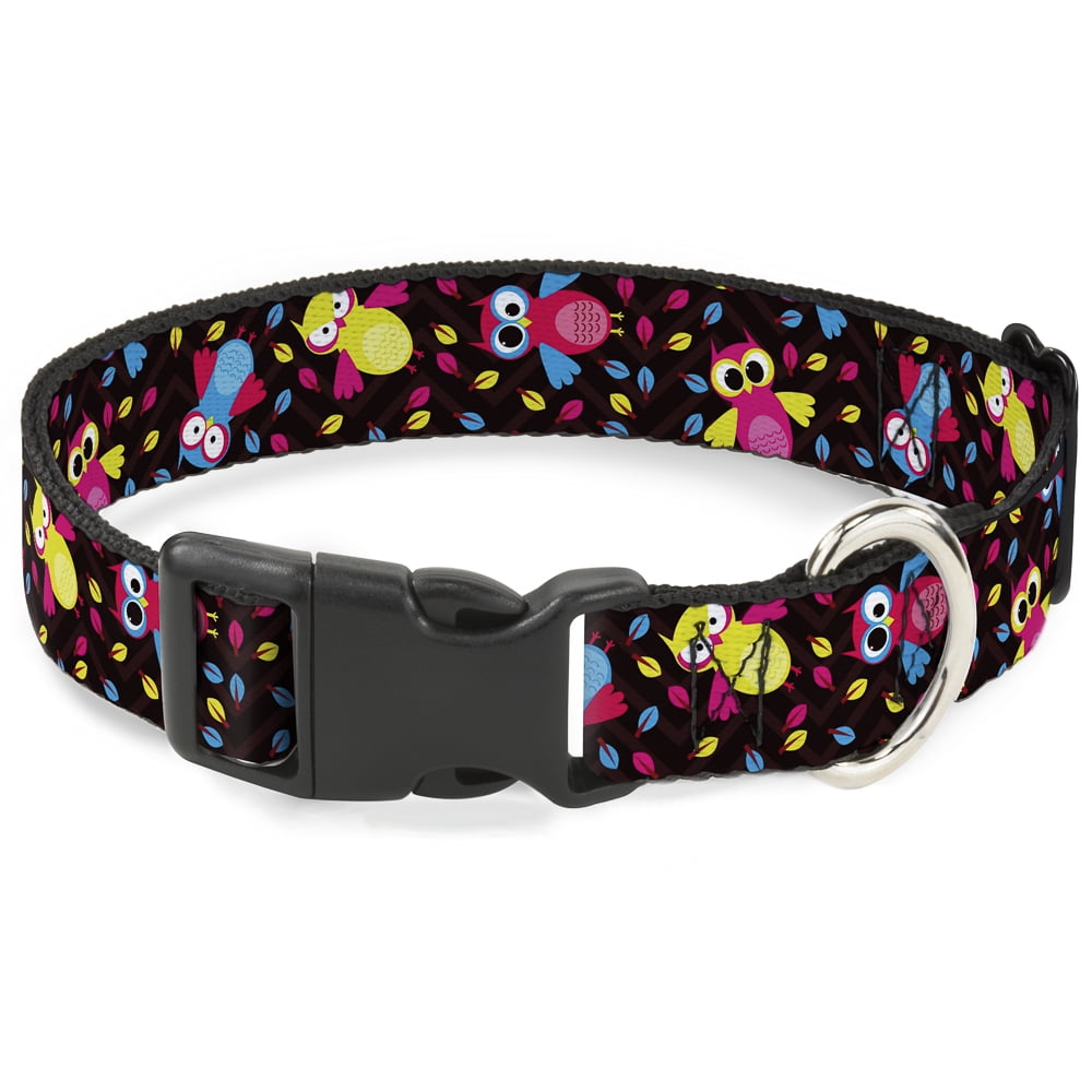 Buckle-Down Pet Collar, Dog Collar Plastic Buckle, Flying Owls Leaves ...