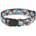 Buckle-Down Pet Collar, Dog Collar Plastic Buckle, Fox Face Scattered ...
