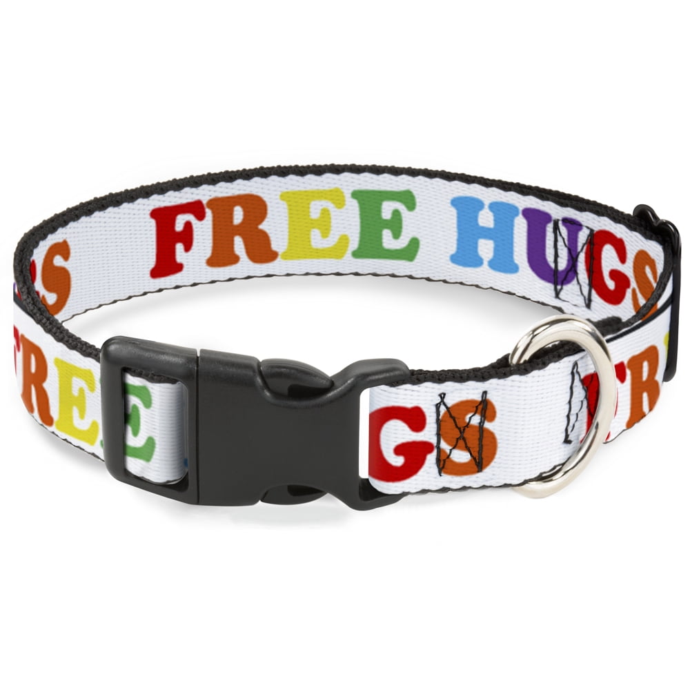 Buckle-Down Pet Collar, Dog Collar Plastic Buckle, Free Hugs White ...