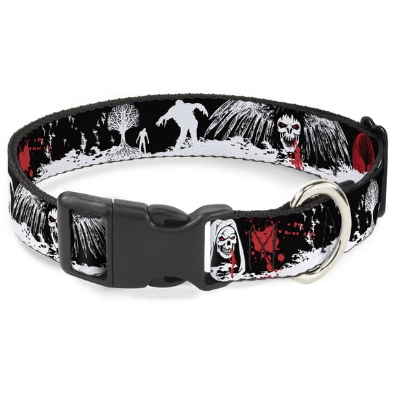 Buckle-Down Pet Collar, Dog Collar Plastic Buckle, Fright Night Black ...