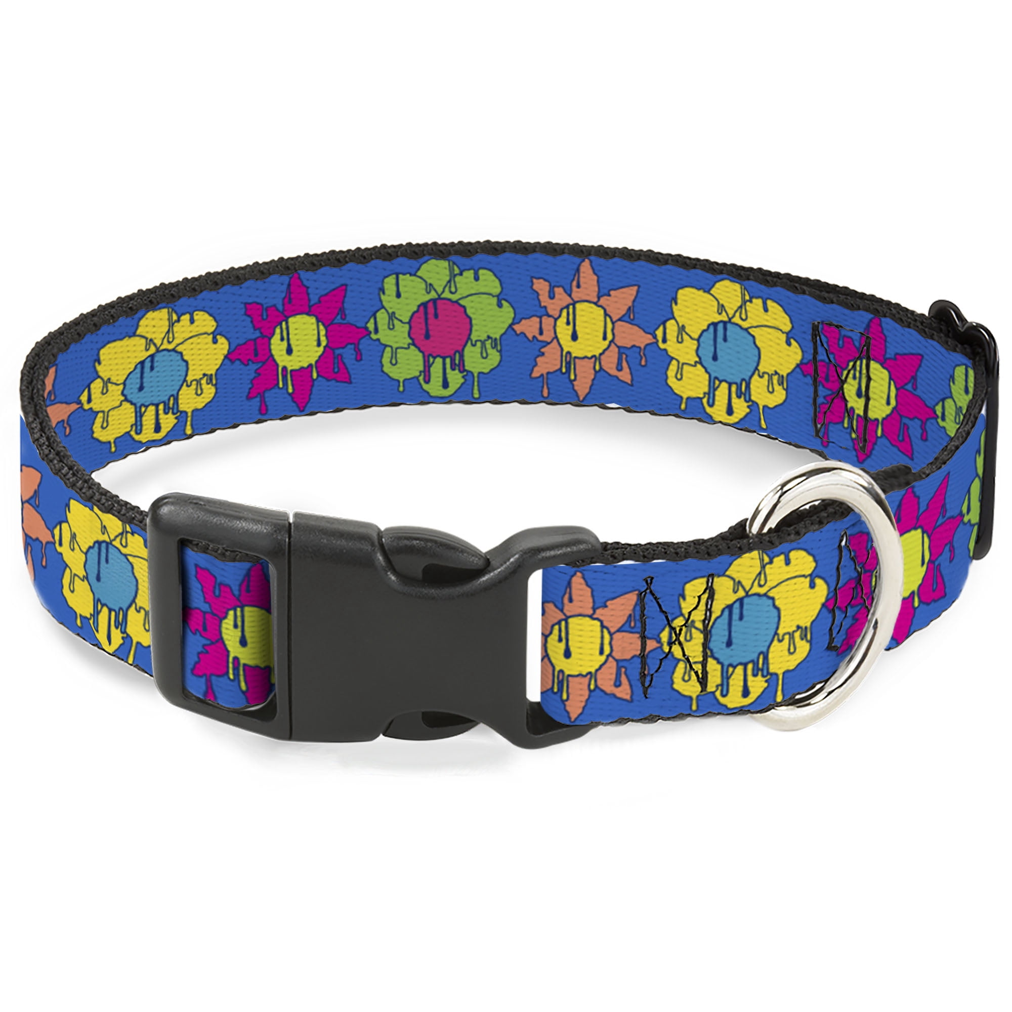 Buckle-Down Pet Collar, Dog Collar Plastic Buckle, Funky Flower Drip ...