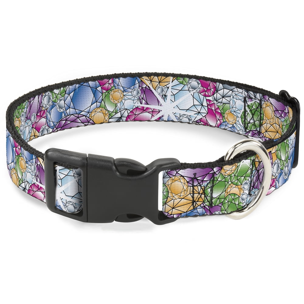 Buckle-Down Pet Collar, Dog Collar Plastic Buckle, Gems Stacked Multi ...