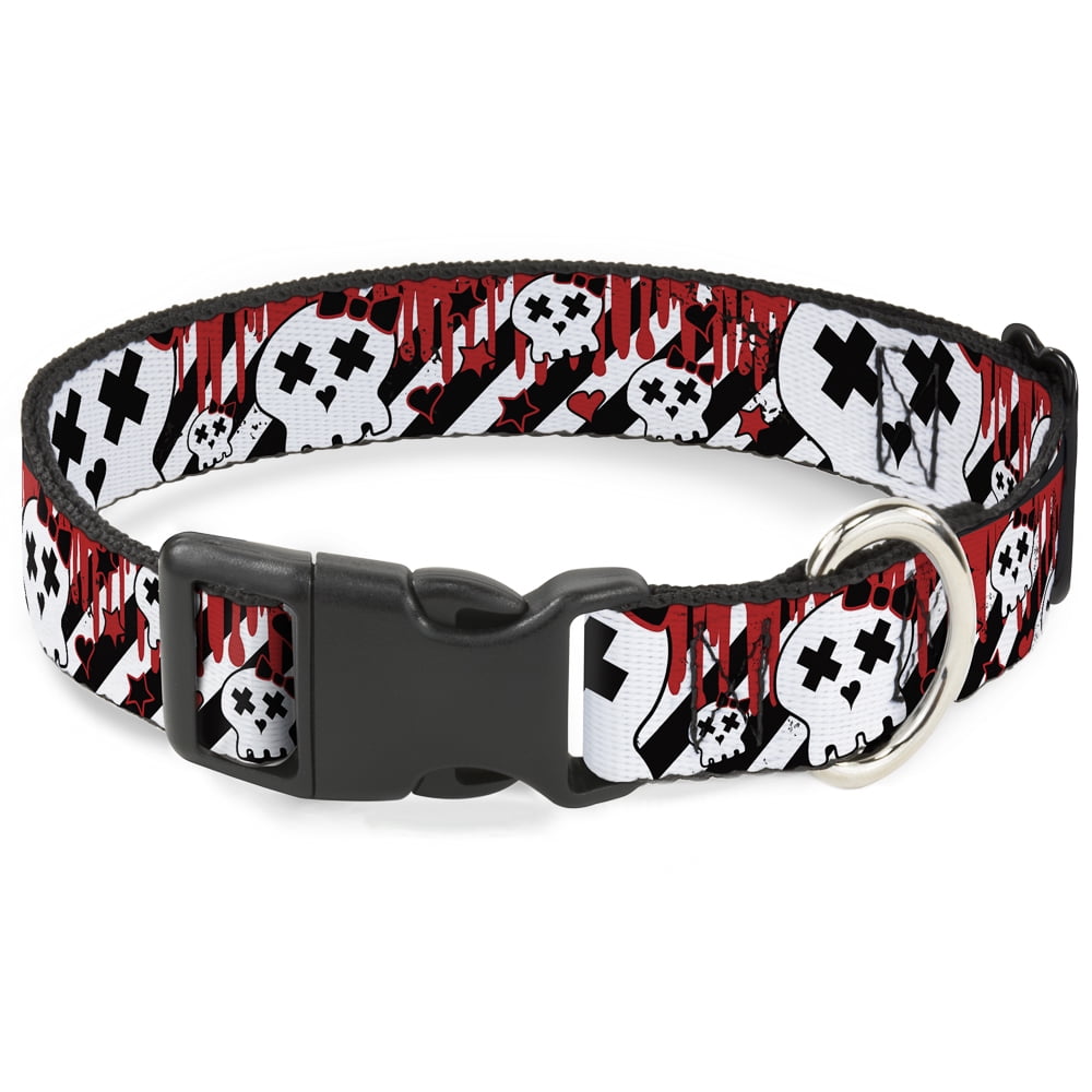Buckle-Down Pet Collar, Dog Collar Plastic Buckle, Girlie Skull Black ...