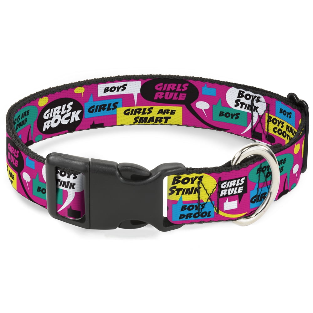 Buckle-Down Pet Collar, Dog Collar Plastic Buckle, Girls Rule Bubbles ...