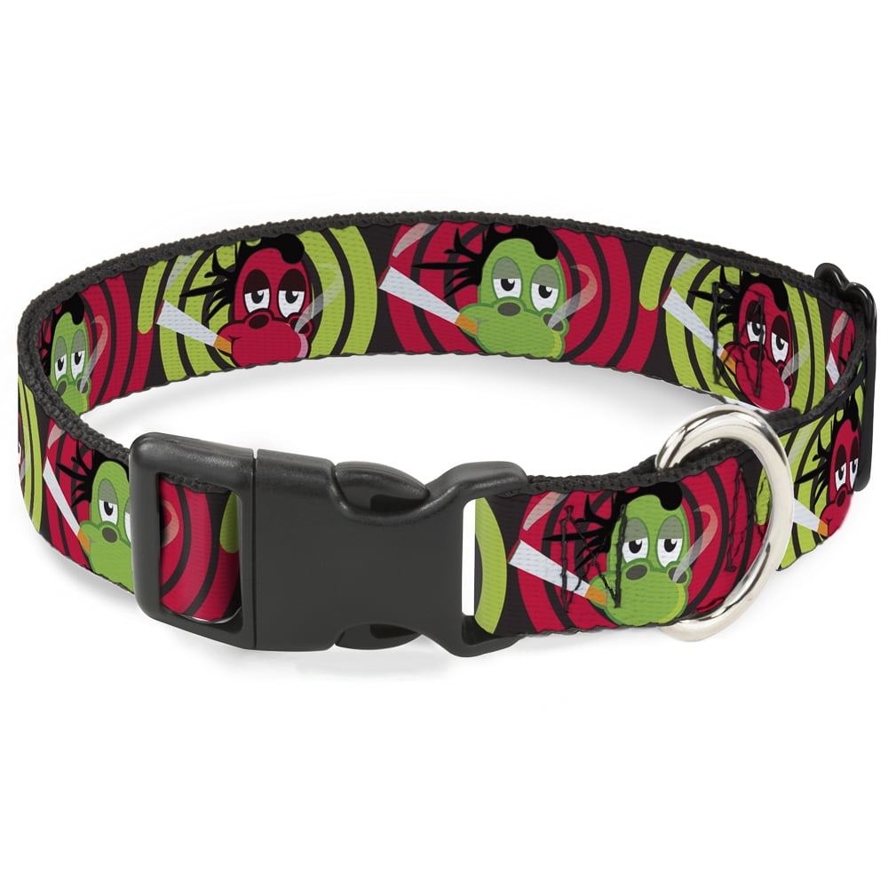 Buckle-Down Pet Collar, Dog Collar Plastic Buckle, Green Red Dragons ...