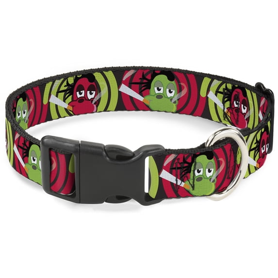 Buckle-Down Pet Collar, Dog Collar Plastic Buckle, Green Red Dragons ...