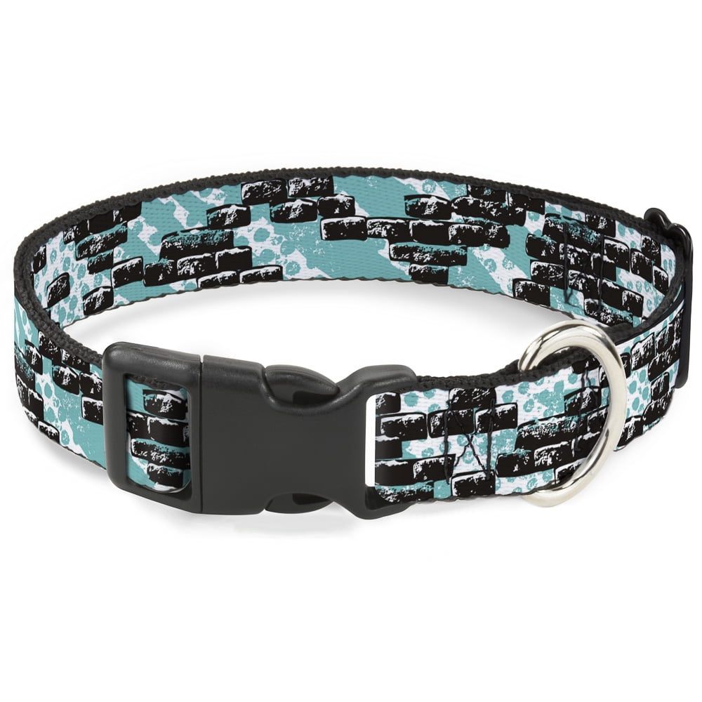 Buckle-Down Pet Collar, Dog Collar Plastic Buckle, Grunge Bricks Green ...