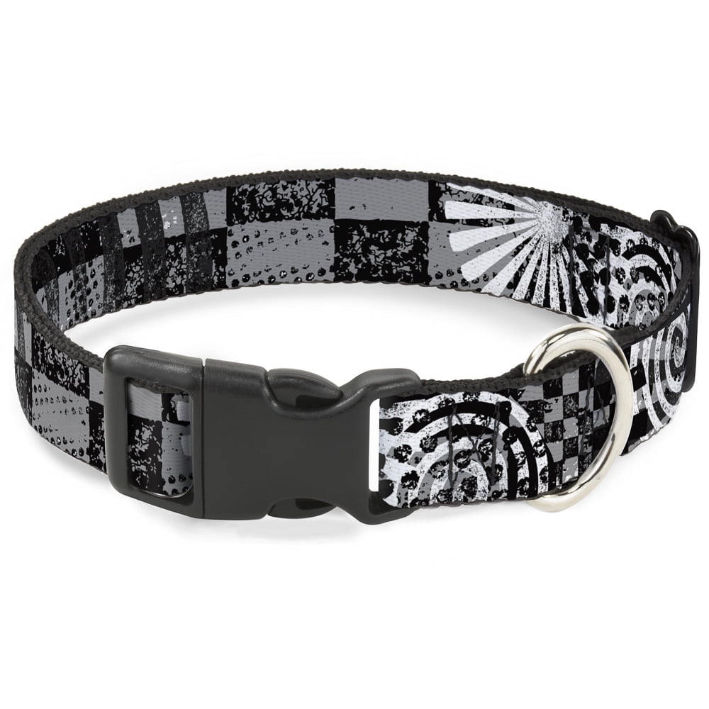 Buckle-Down Pet Collar, Dog Collar Plastic Buckle, Grunge Chaos Black ...