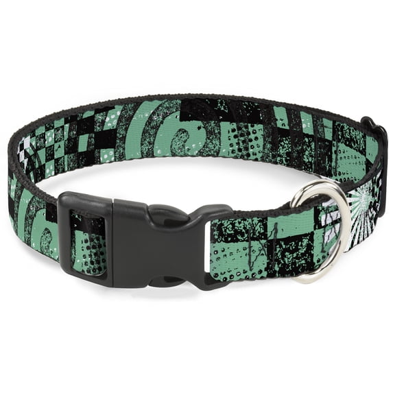 Buckle-Down Pet Collar, Dog Collar Plastic Buckle, Grunge Chaos Green ...