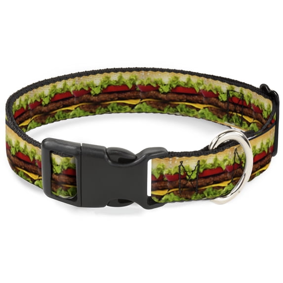 Buckle-Down Pet Collar, Dog Collar Plastic Buckle, Hamburger Vivid, 9.5 ...
