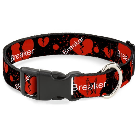 Buckle-Down Pet Collar, Dog Collar Plastic Buckle, Heart Breaker Black ...
