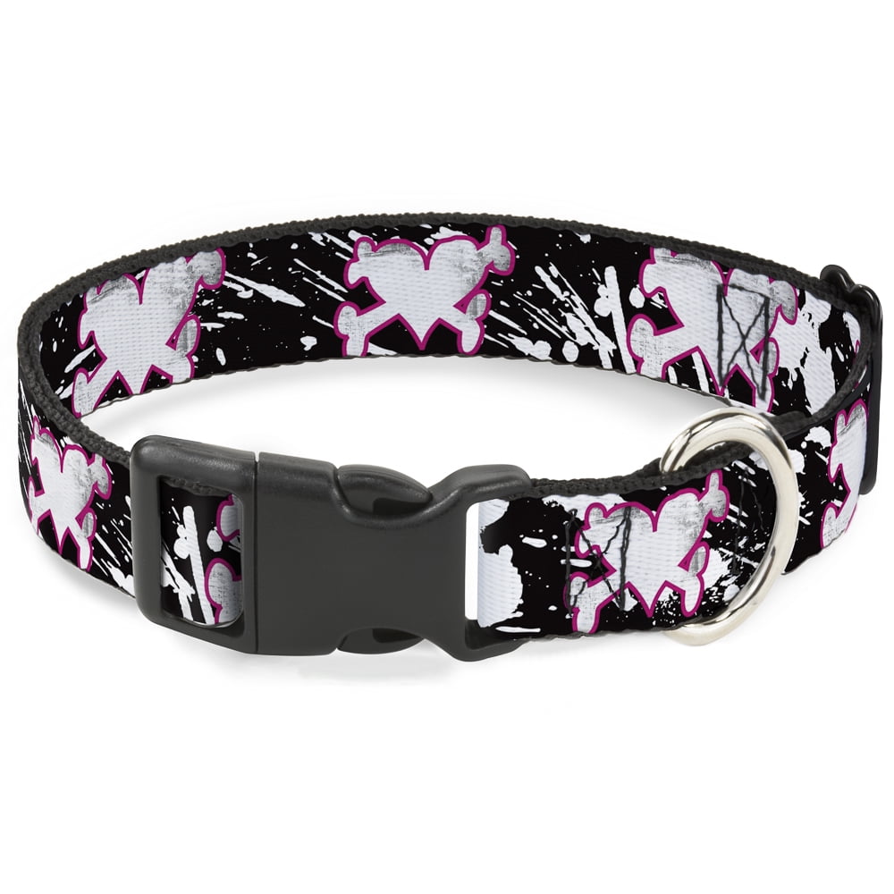 Buckle-Down Pet Collar, Dog Collar Plastic Buckle, Heart Cross Bones ...
