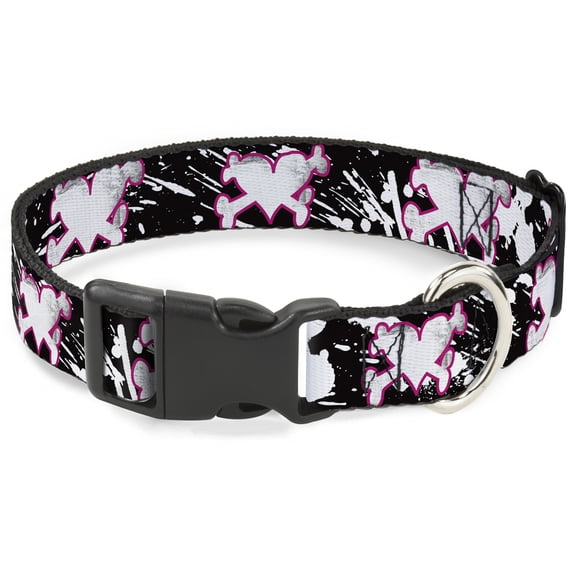 Buckle-Down Pet Collar, Dog Collar Plastic Buckle, Heart Cross Bones ...