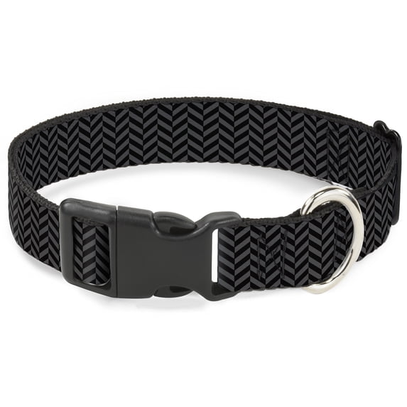 Buckle-Down Pet Collar, Dog Collar Plastic Buckle, Herringbone Black ...