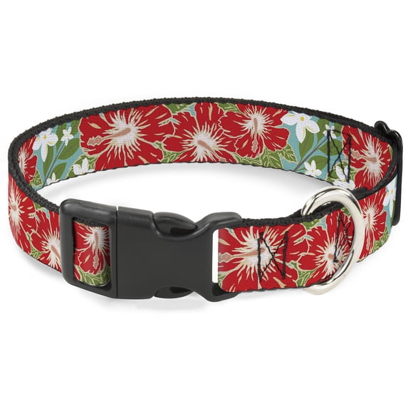 Buckle-Down Pet Collar, Dog Collar Plastic Buckle, Hibiscus Plumerias ...