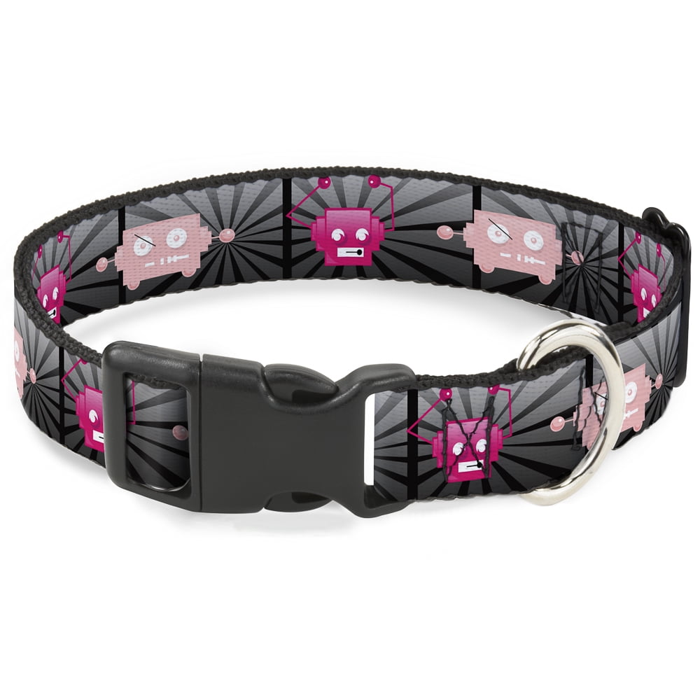 Buckle-Down Pet Collar, Dog Collar Plastic Buckle, Hot Beat Bot Pink, 9 ...