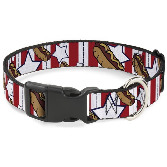 Buckle-Down Pet Collar, Dog Collar Plastic Buckle, Hot Dogs, 13 to 17 ...