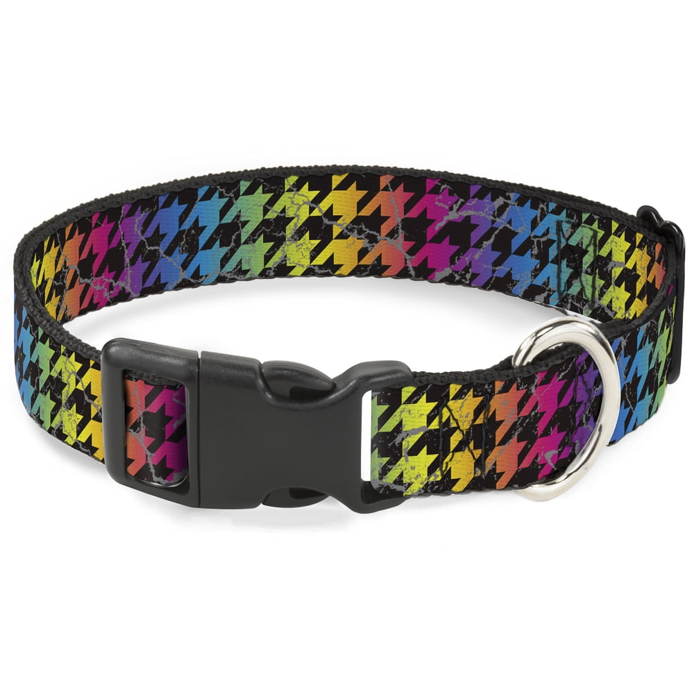 Buckle-Down Pet Collar, Dog Collar Plastic Buckle, Houndstooth Black ...
