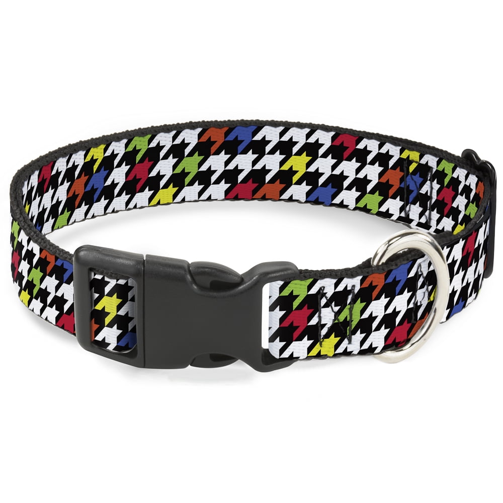 Buckle-Down Pet Collar, Dog Collar Plastic Buckle, Houndstooth Black ...