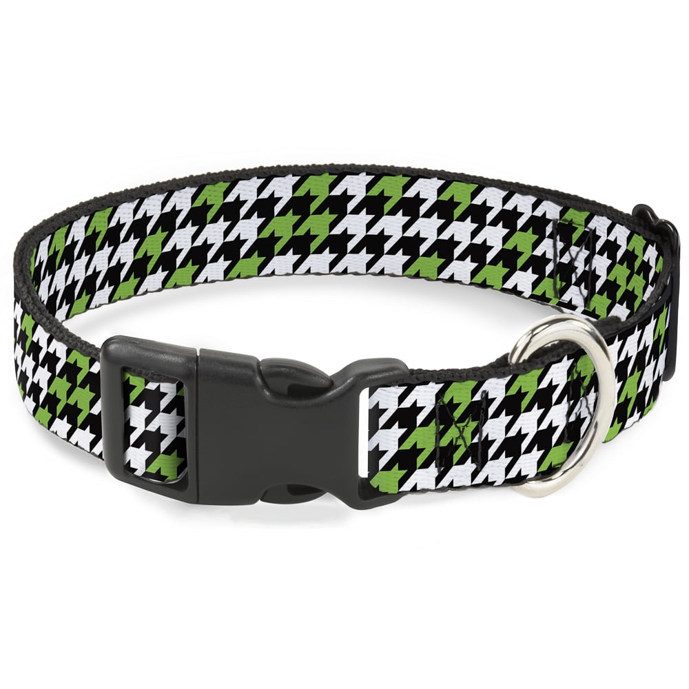 Buckle-Down Pet Collar, Dog Collar Plastic Buckle, Houndstooth Black ...