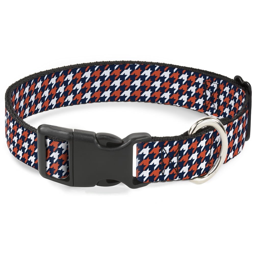 Buckle-Down Pet Collar, Dog Collar Plastic Buckle, Houndstooth Navy ...