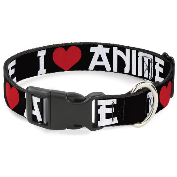 Buckle-Down Pet Collar, Dog Collar Plastic Buckle, I Heart Anime Bold ...