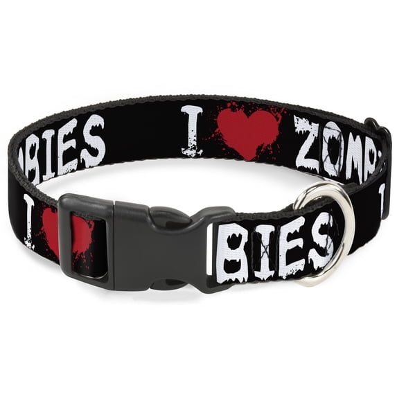Buckle-Down Pet Collar, Dog Collar Plastic Buckle, I Heart Zombies ...