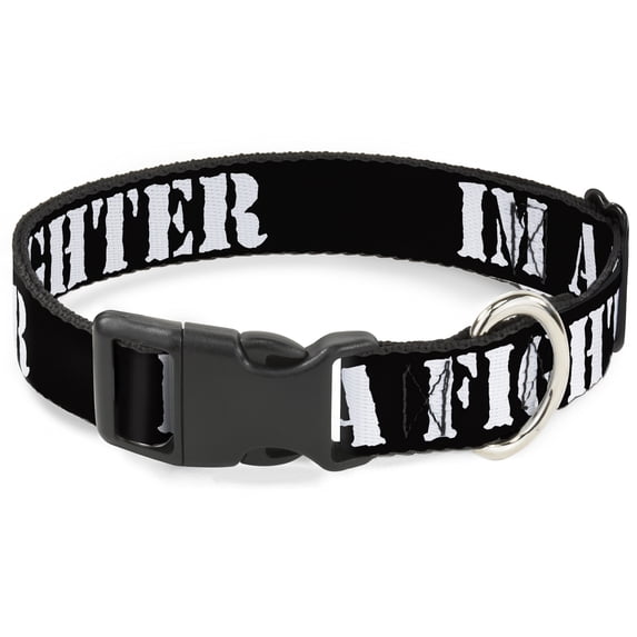 Buckle-Down Pet Collar, Dog Collar Plastic Buckle, Im A Fighter Black ...