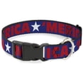 Buckle-Down Pet Collar, Dog Collar Plastic Buckle, Merica Star Blue Red ...