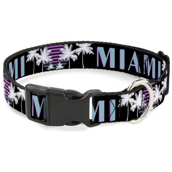 Buckle-Down Pet Collar, Dog Collar Plastic Buckle, Miami Palm Trees ...