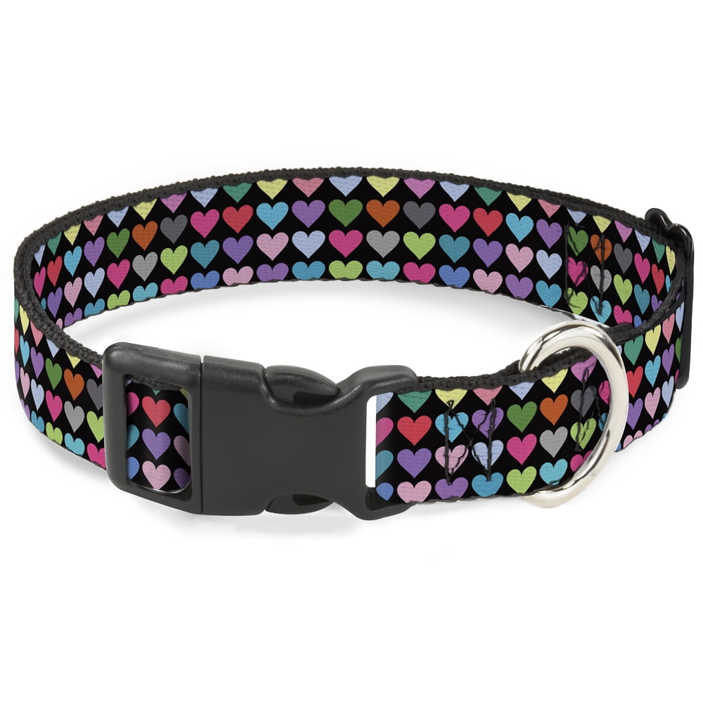 Buckle-Down Pet Collar, Dog Collar Plastic Buckle, Mini Hearts Black ...
